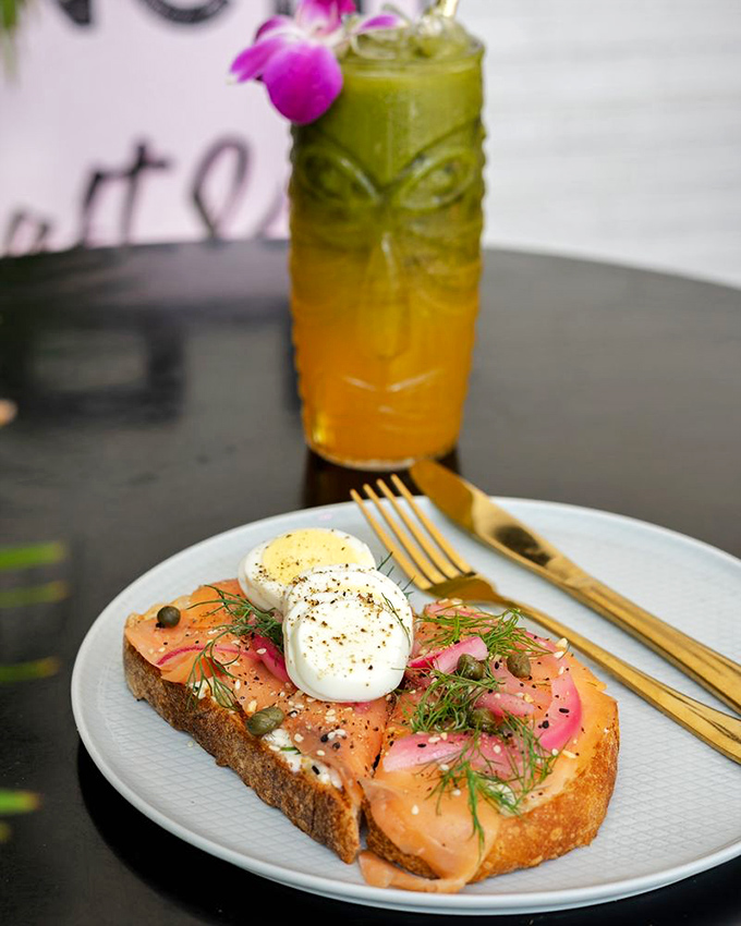 Smoked salmon toast that would make a New York deli nod in respect &ndash; those perfectly poached eggs perched atop like little clouds of breakfast heaven.