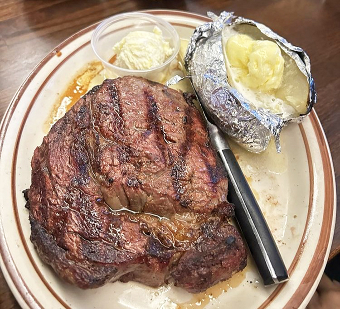 When your steak is bigger than your baked potato, you know you're in the right place. That beautiful crust is what happens when fire meets skill.