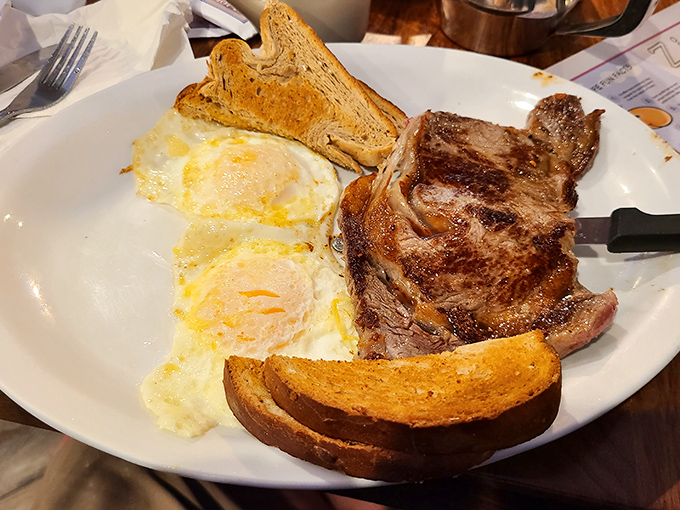 Steak and eggs done right – because sometimes you need protein with your protein, no questions asked.