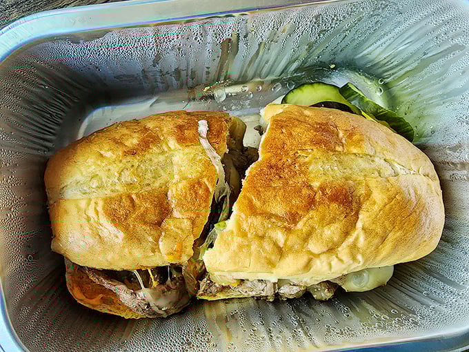 Not just a sandwich but an architectural marvel of flavor. The golden-brown exterior gives way to a tender interior worth savoring.