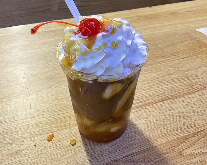 A root beer float that makes you wonder why we ever bothered inventing more complicated desserts when perfection was achieved decades ago.