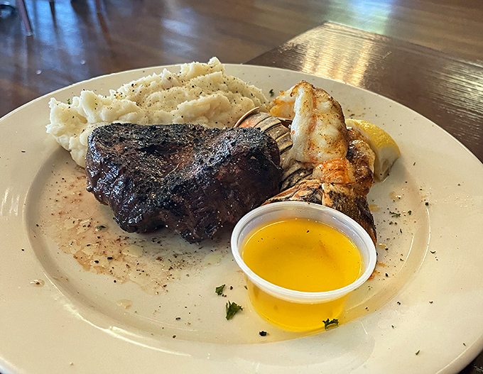 Surf meets turf in perfect harmony, like a delicious peace treaty between land and sea.