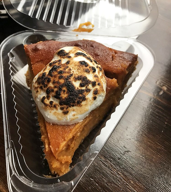 Sweet potato pie topped with torched marshmallow proves that some desserts are worth breaking your diet for completely.