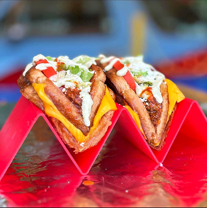 Taco meets burger in these crispy-shelled wonders. It's like your two favorite foods decided to stop fighting and just get married.