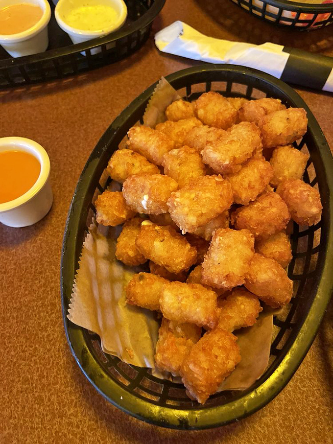 Golden-brown tater tot perfection that would make Napoleon Dynamite weep with joy. Crispy outside, fluffy inside&mdash;the way the potato gods intended.