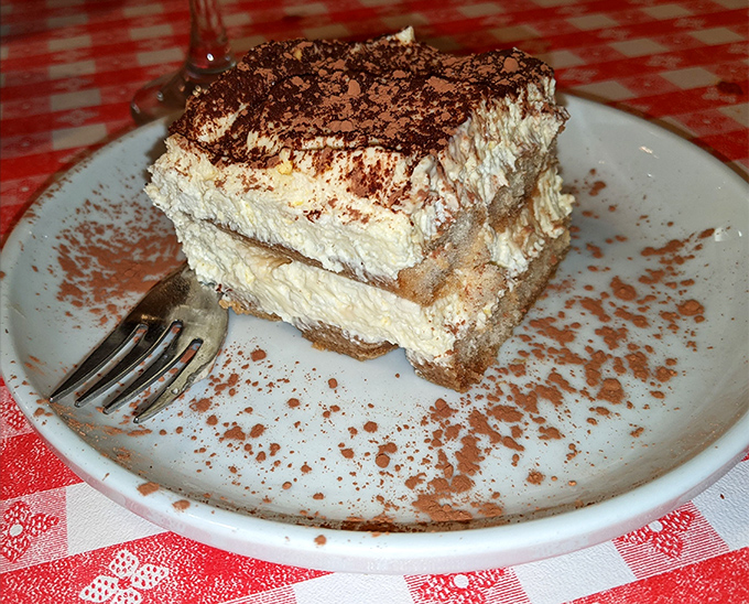 Tiramisu so light and ethereal, it practically floats off the plate. The dusting of cocoa is like the final brushstroke on a masterpiece.