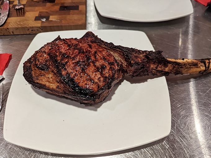 This tomahawk steak has more presence than most Hollywood actors and twice the substance.