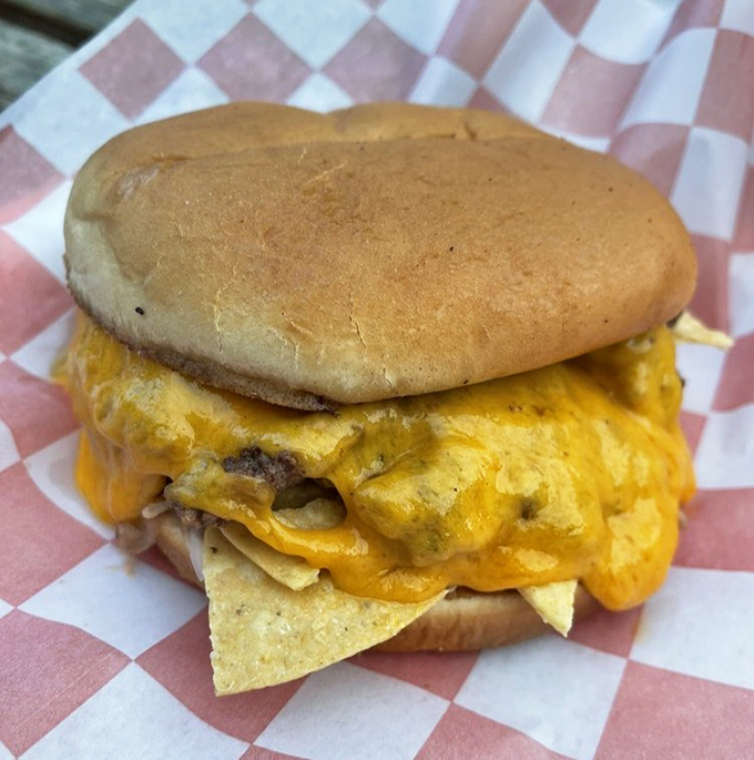 The Tostada Burger &ndash; where tortilla chips create unexpected crunch beneath melted cheese. It's the burger equivalent of finding money in your pocket.