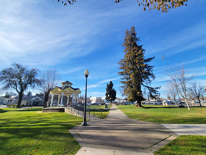 The town plaza gazebo&mdash;where summer concerts happen, marriage proposals are made, and nobody's checking their phone every five minutes.