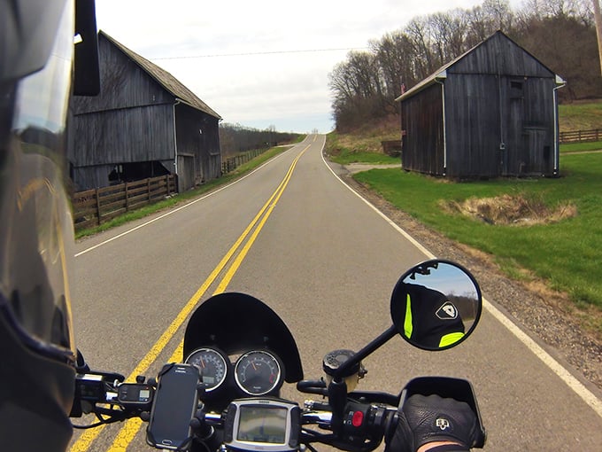 Weathered barns frame the perfect rural Ohio tableau. It's like driving through an Andrew Wyeth painting, only with better suspension.
