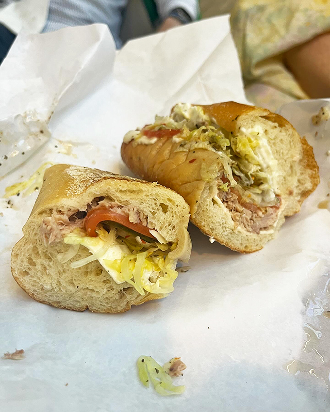 Behold the legendary tuna hoagie in its natural habitat &ndash; notice how the perfectly proportioned ingredients coexist in harmony.