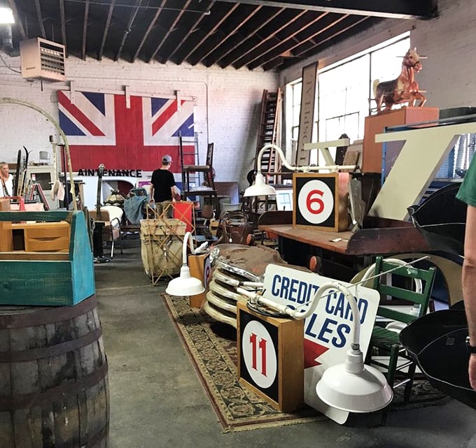 The Union Jack watches over an eclectic collection that would make Austin Powers say, "Yeah, baby!" to vintage British cool.