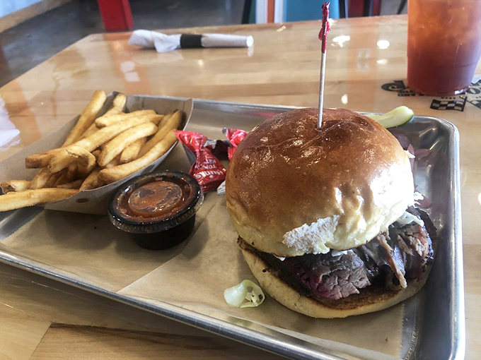 The brisket sandwich&mdash;where smoke-kissed beef meets pillowy bun in a relationship your taste buds will want to third-wheel.