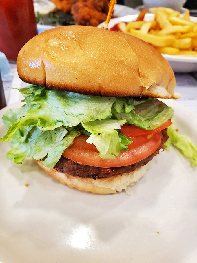 Even vegetarians deserve the full diner experience, and this loaded veggie burger delivers satisfaction without compromise or apology.