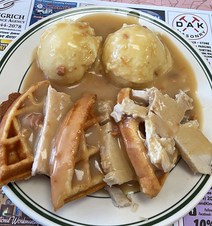 Turkey and waffles: the underappreciated cousin of chicken and waffles. Those potato-like dumplings swimming in gravy? Pure Pennsylvania comfort in spherical form.