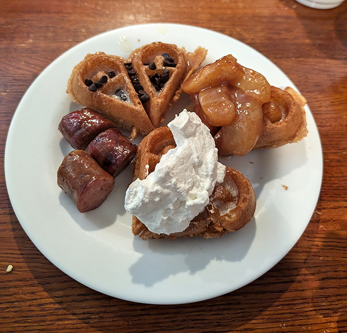 Breakfast dessert is absolutely a thing. These waffles and sausage with whipped cream prove that morning indulgence is the best way to start any day.