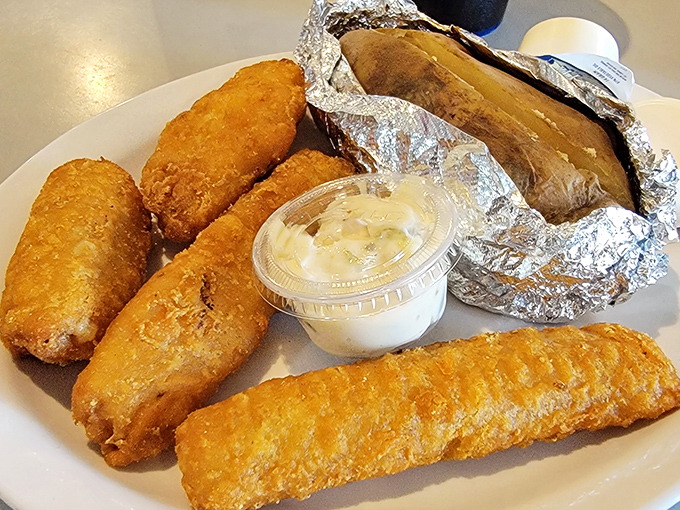 Golden-fried walleye and a foil-wrapped potato&mdash;the Midwest's answer to surf and turf, minus any coastal pretension.