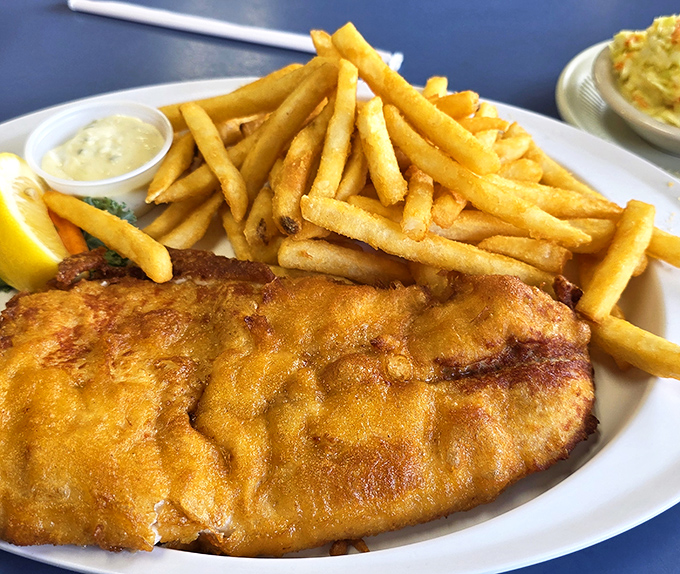 Golden-fried walleye that's worth crossing the Mackinac Bridge for&mdash;crispy exterior giving way to flaky perfection that practically melts on contact.