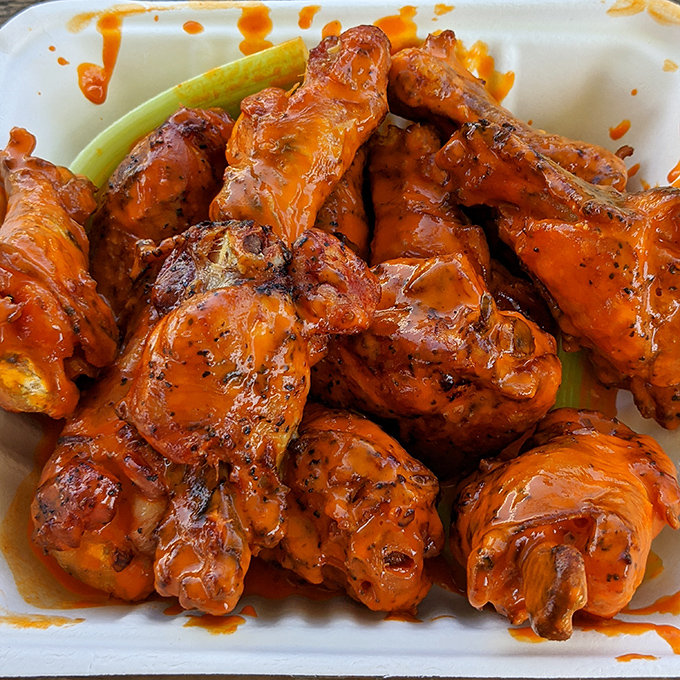 These wings aren't just sauced &ndash; they're baptized. Glistening with tangy-sweet glory, they're the kind that make napkins necessary and regrets impossible.