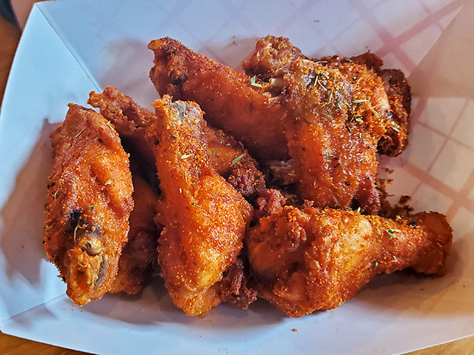 Wings so perfectly crispy they deserve their own theme song. These golden-brown beauties have that ideal crunch-to-tenderness ratio that wing aficionados dream about.