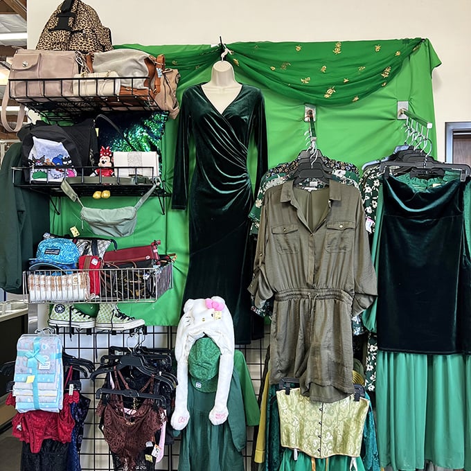 Someone's St. Patrick's Day window display proves that one person's holiday decor becomes another's vintage treasure.