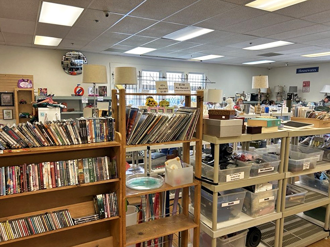 That yellow banner proudly announces "$12 Million Back to the Community"—shopping here isn't just good for your wallet, it's good karma.