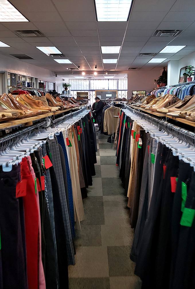 The men's section stretches toward infinity. Finding that perfect blazer feels like striking oil in your own backyard.