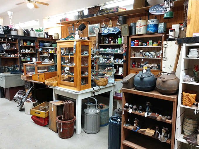 This booth is a time capsule of Americana, featuring everything from vintage milk cans to antique tools that would make your grandfather nod with recognition.
