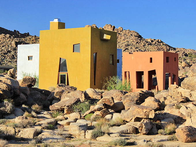 Desert architecture that looks like it escaped from a Southwestern Mondrian painting &ndash; practical, colorful, and impossible to miss during hide-and-seek.