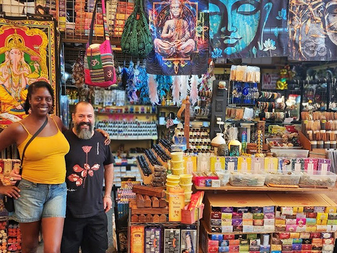 A spiritual bazaar that brings global traditions to Florida. These colorful displays offer everything from incense to Buddha statues.