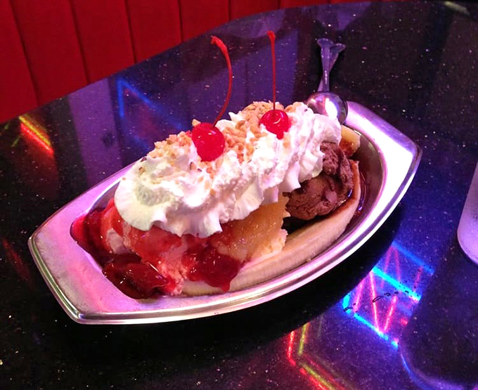 Dessert nirvana arrives in boat form&mdash;this banana split has more peaks and valleys than a California coastal drive.