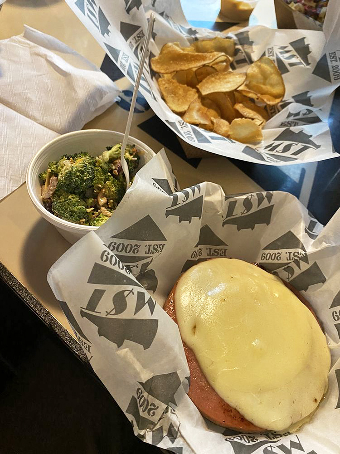 Not your childhood cafeteria's broccoli bowl! Fresh veggies and house-made chips create the perfect balance of virtue and indulgence.