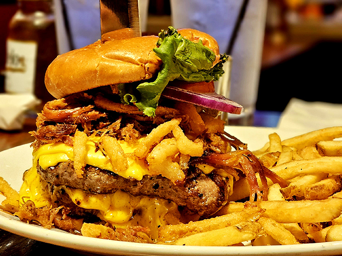 Not just a burger&mdash;a towering monument to excess that requires both hands, several napkins, and absolutely zero regrets.