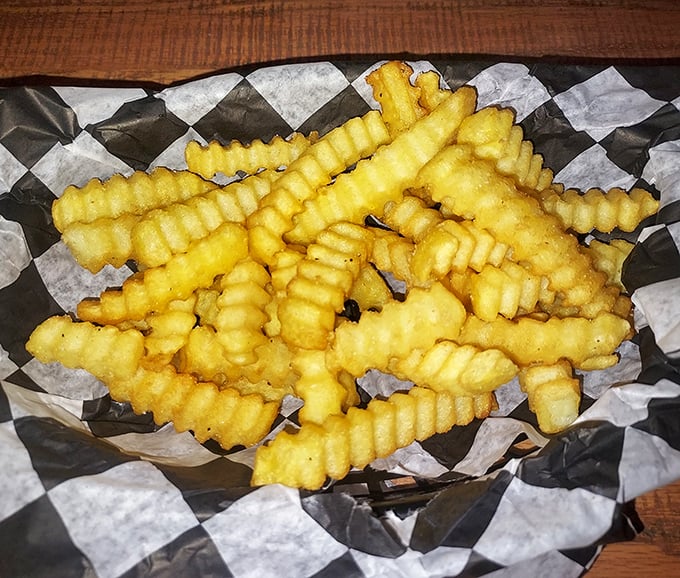 Crinkle-cut fries: proof that sometimes the most nostalgic form of potato is also objectively the best delivery system for salt and crunch.