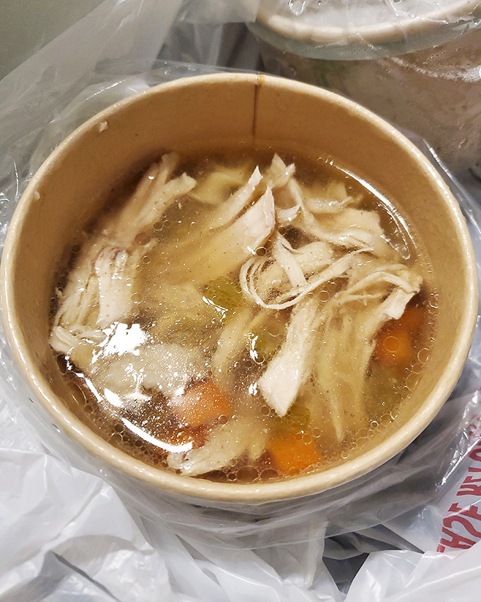 Liquid gold in a takeout container&mdash;this chicken noodle soup doesn't just warm the body, it practically hugs your soul from the inside.