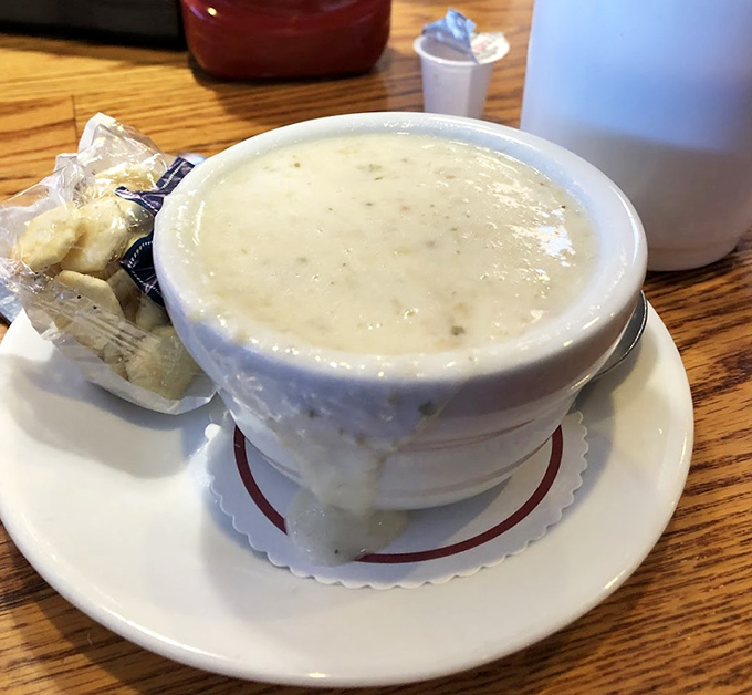 Clam chowder so authentically coastal you'll check your shoes for sand. That little packet of oyster crackers is about to experience true happiness.