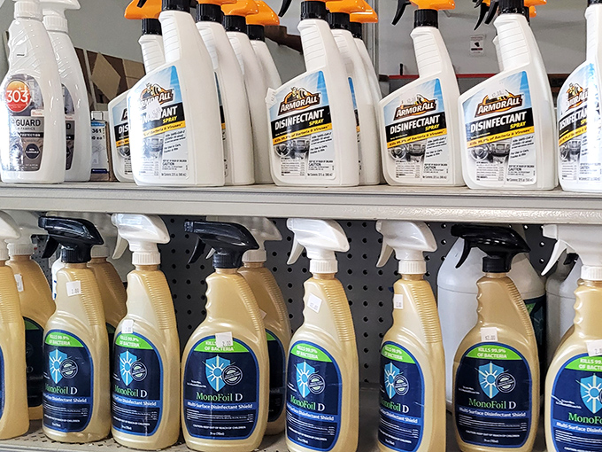 Even cleaning supplies get a second chance here. Your grandmother would approve of this waste-not-want-not approach to household essentials.