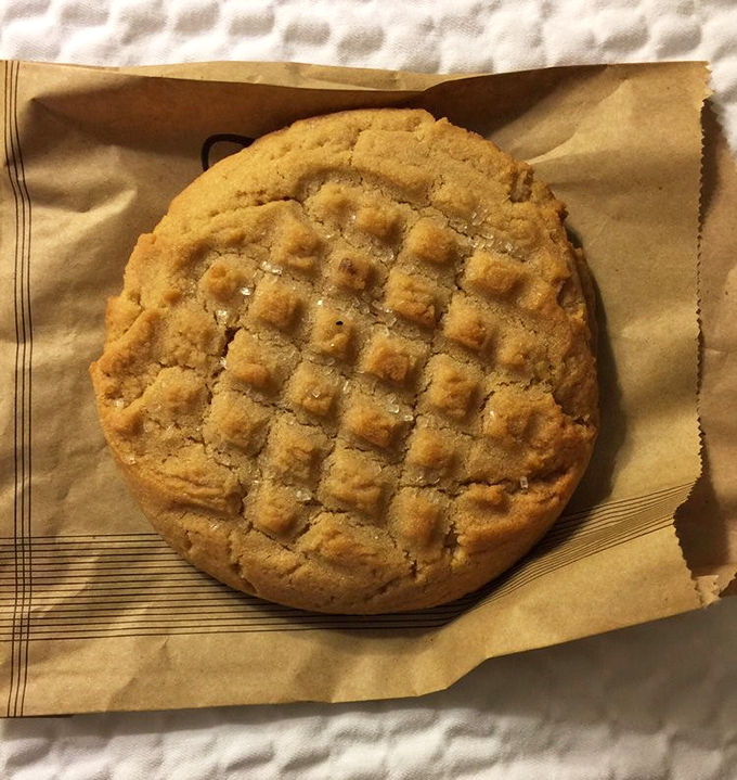 Not your average cookie experience. This golden peanut butter creation with its perfect crosshatch pattern practically begs for a glass of oat milk.