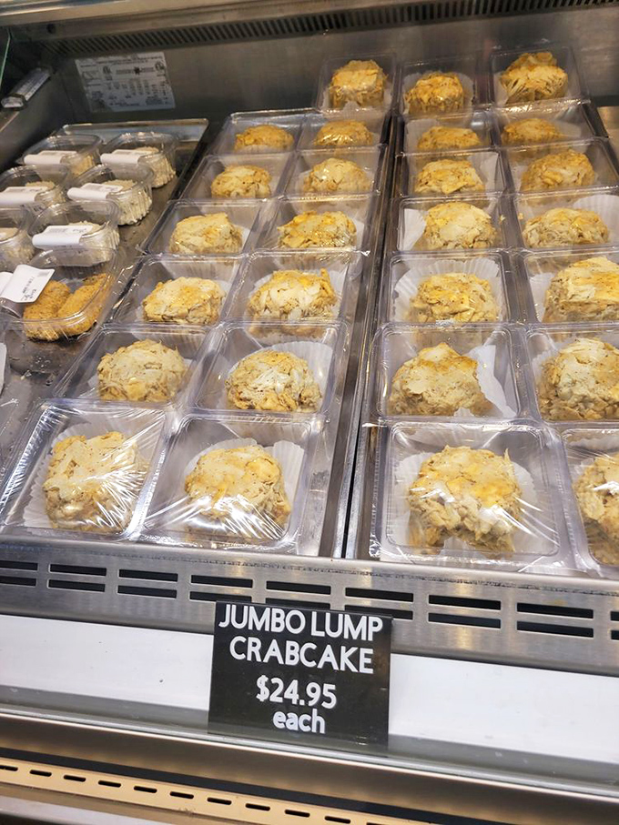 The legendary jumbo lump crab cakes in their natural habitat. Minimal filler, maximum flavor&mdash;these golden orbs of crab perfection have launched a thousand road trips.