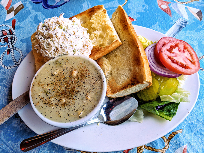 A crab sandwich that respects the crab enough to let it be the star, with just enough supporting ingredients to make it sing.