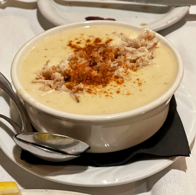 Rich, creamy crab soup that tastes like a warm hug from the Chesapeake Bay itself on a chilly day.