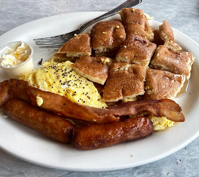 The breakfast sampler that answers the eternal question: "Why choose one delicious thing when you can have them all?"