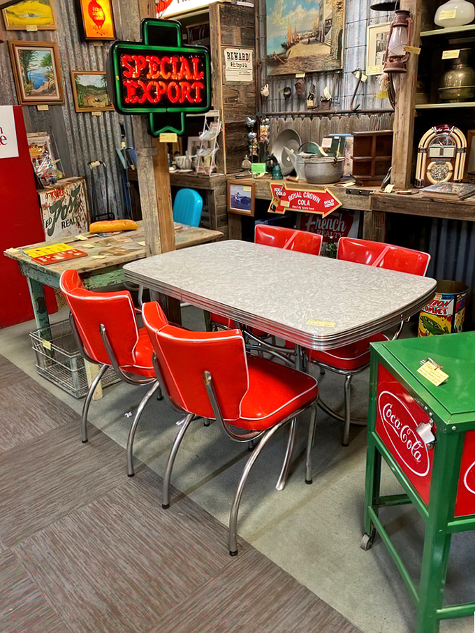 That retro diner set isn't just furniture&mdash;it's a time portal to 1950s America. Just add milkshakes and "Rock Around the Clock" on the jukebox.