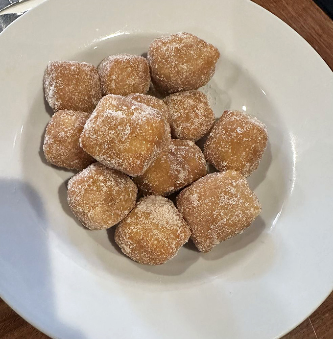 Golden, sugar-dusted donut holes that disappear faster than your willpower. Resistance is futile, and honestly, why would you even try?