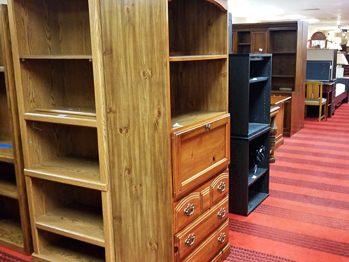 Bookcases standing at attention like wooden soldiers, each ready to house your literary collection or that decorative bowl you've never quite found the right spot for.