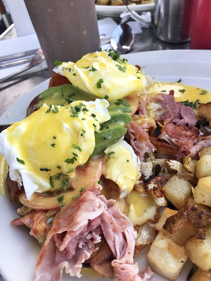 Eggs Benedict gets the Nick's treatment with generous ham, perfectly poached eggs, and hollandaise that would make a French chef weep with joy.