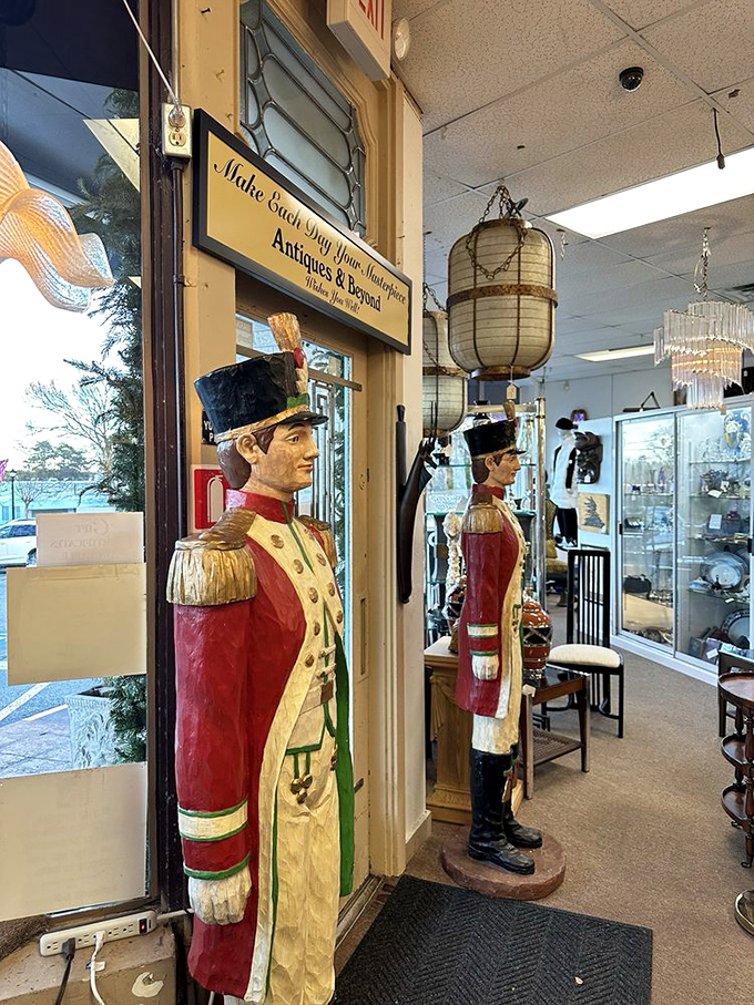 Life-sized soldiers stand guard over decades of collected memories, ready to welcome fellow history enthusiasts.