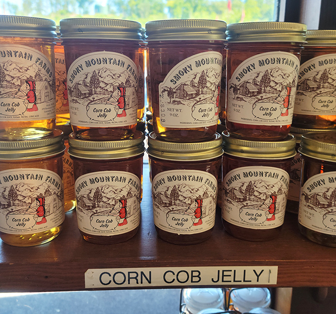 Smoky Mountain Farm's Corn Cob Jelly&mdash;because nothing says "mountain cuisine" quite like transforming a humble corn cob into something sweet and spreadable.