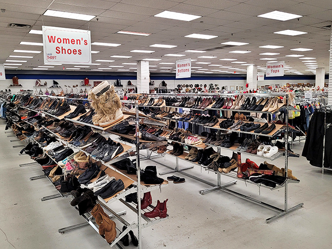 Shoe paradise where Cinderella could find glass slippers for every day of the week. The organized chaos somehow makes perfect sense.