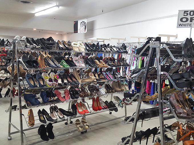 Shoe paradise! From barely-worn Nikes to vintage leather loafers, this footwear section offers enough options to make Imelda Marcos feel right at home.